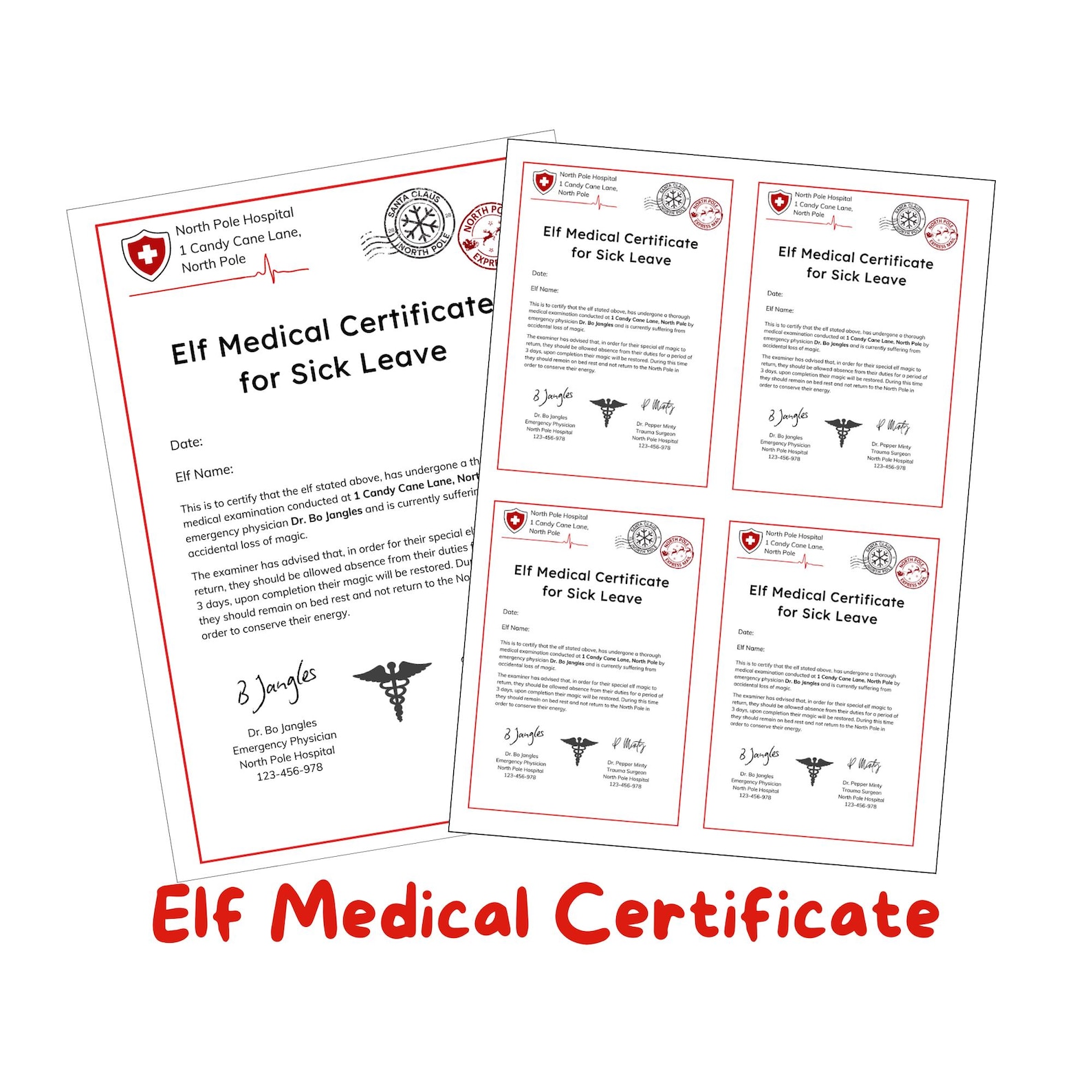 ELF Medical Certificate | North Pole Hospital | Sick Leave - Etsy