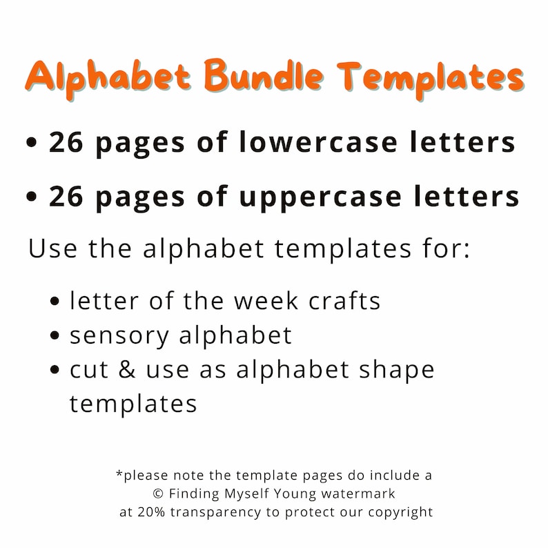 Alphabet Template Bundle: Rounded Uppercase and Lowercase Letters (52 ...