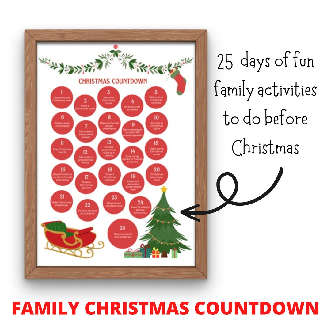 FAMILY CHRISTMAS COUNTDOWN Printable Advent Activities for - Etsy