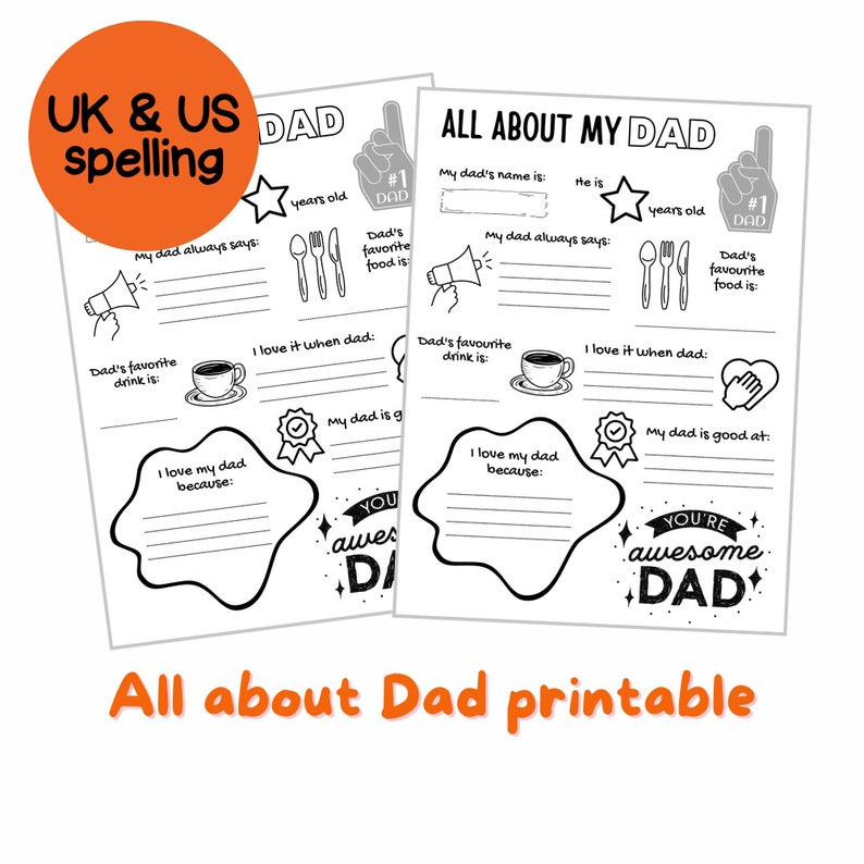 All About Dad Printable Fathers Day Questionnaire Etsy Australia