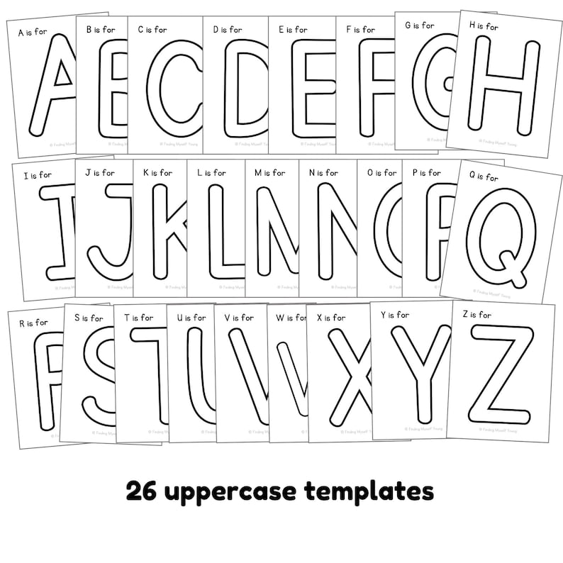 Alphabet Template Bundle: Rounded Uppercase and Lowercase Letters (52 ...