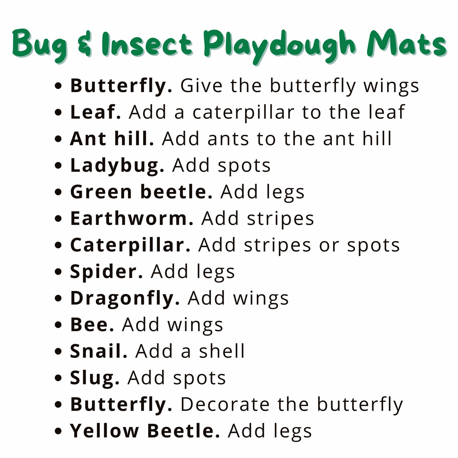 Insect Playdough Mats | Printable Bug, Creepy Crawly, Bee, Ladybug ...