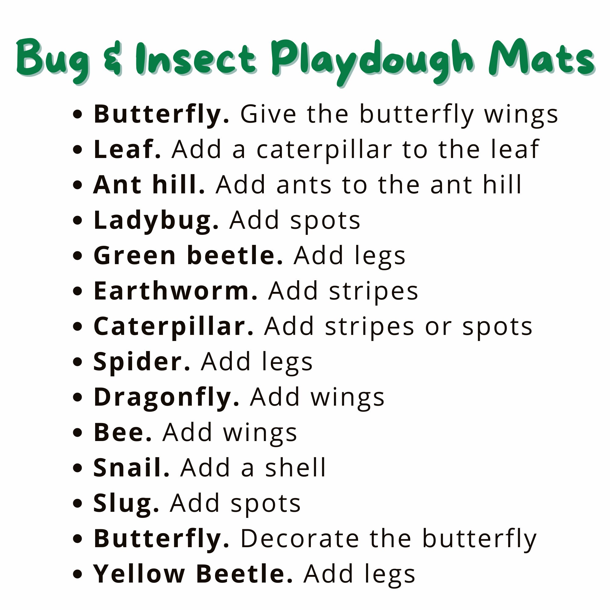 INSECT PLAYDOUGH MATS | Printable Bug, Creepy Crawly, Invertebrate ...