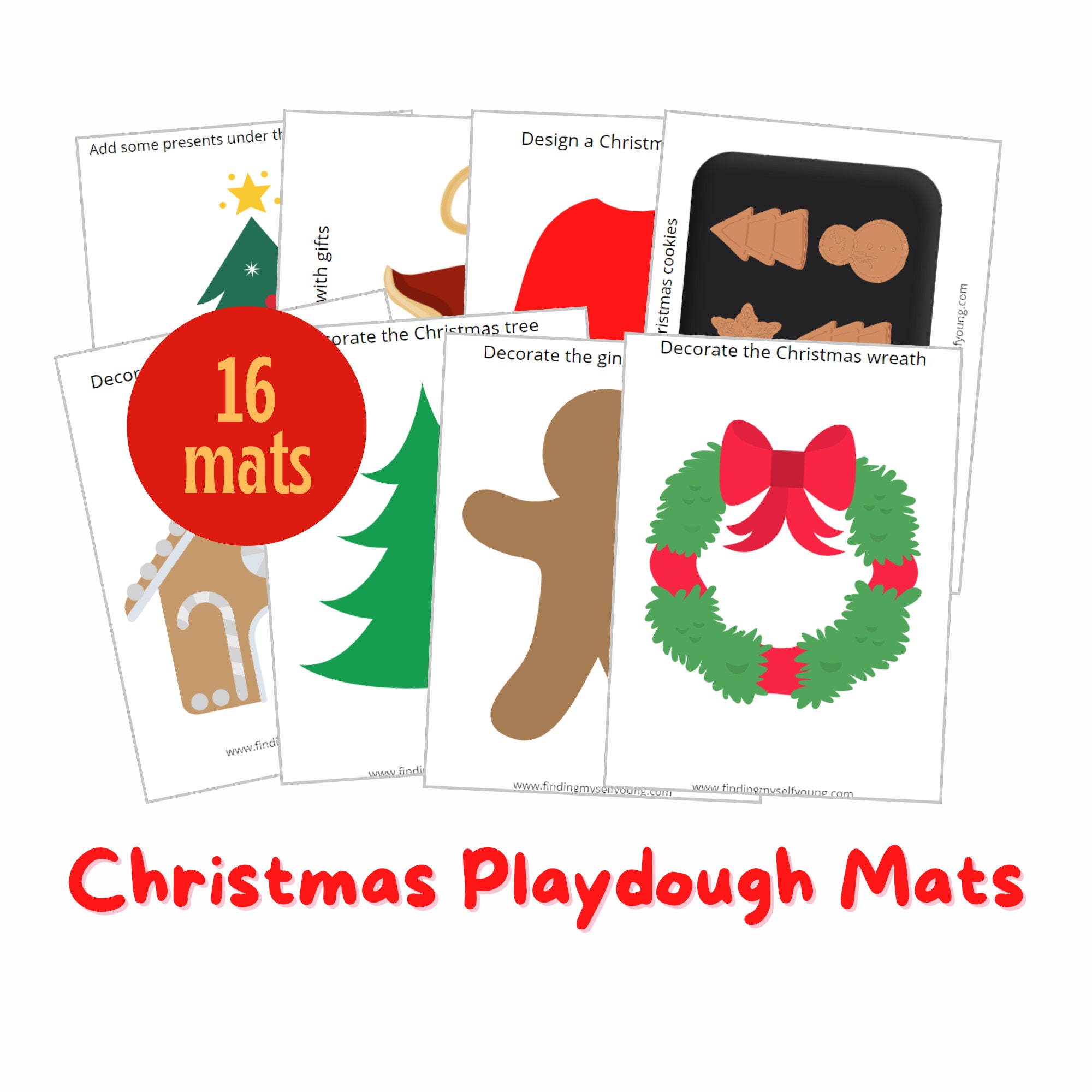 CHRISTMAS PLAYDOUGH MATS | 16 Printable Playdoh Mats | Instant Download ...