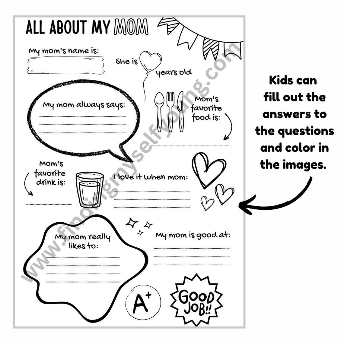 ALL ABOUT MOM & Mum Printable Colouring Questionnaire Sheets - Etsy ...