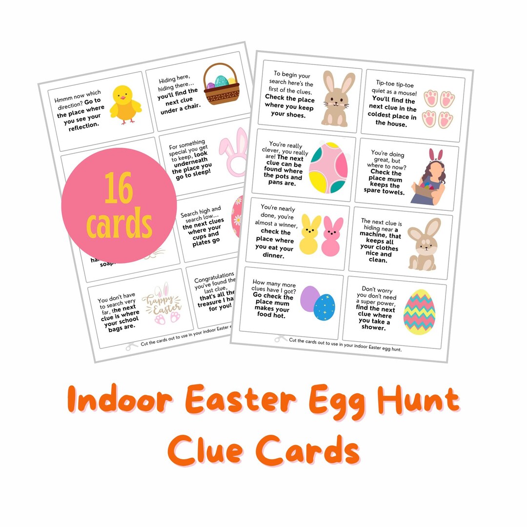 EASTER HUNT CARDS | Indoor Easter Egg Hunt Riddle Clues - Etsy