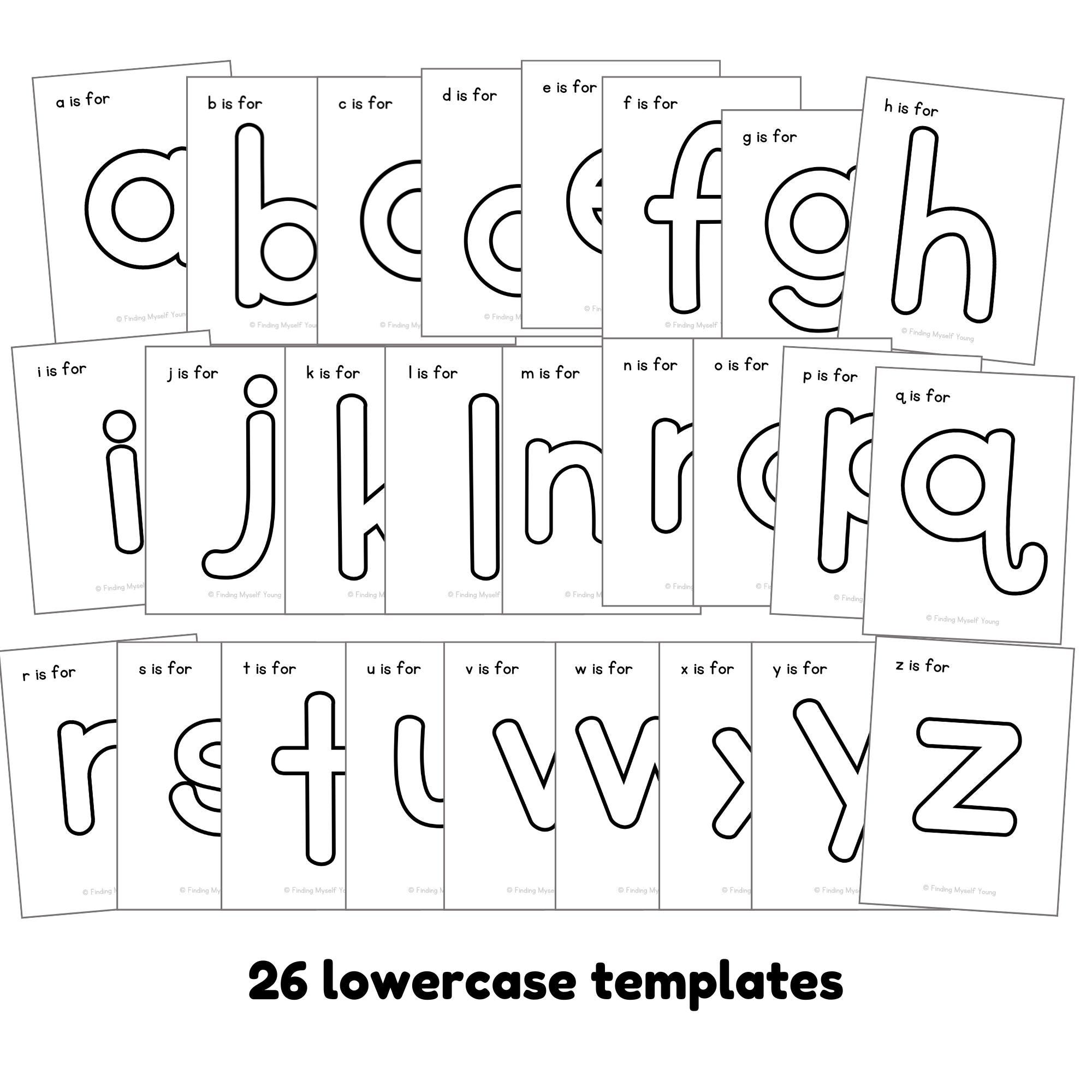 Alphabet Template Bundle: Rounded Uppercase and Lowercase Letters (52 ...