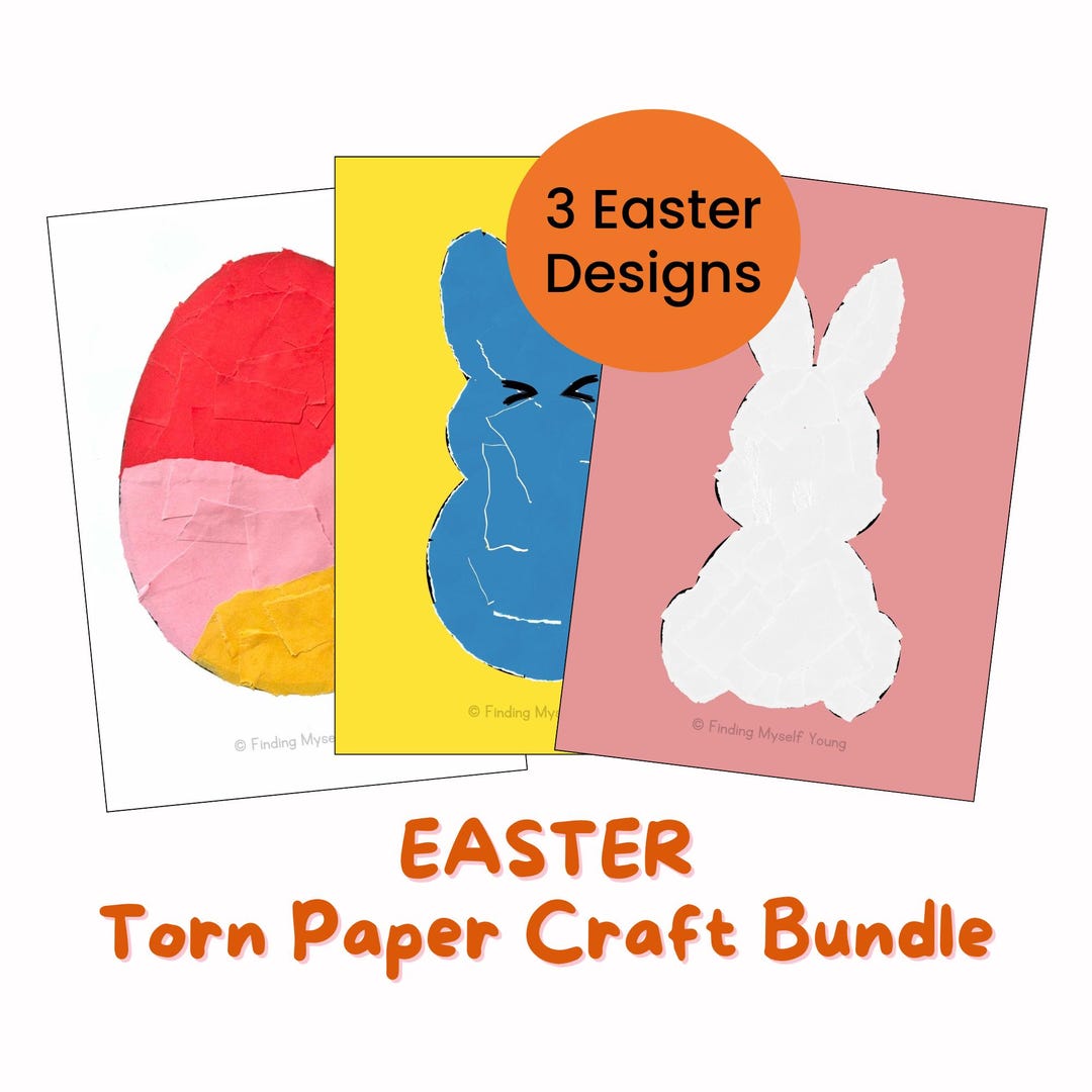 EASTER Torn Paper Cut and Paste Peeps Bunny and Egg Craft Templates for ...