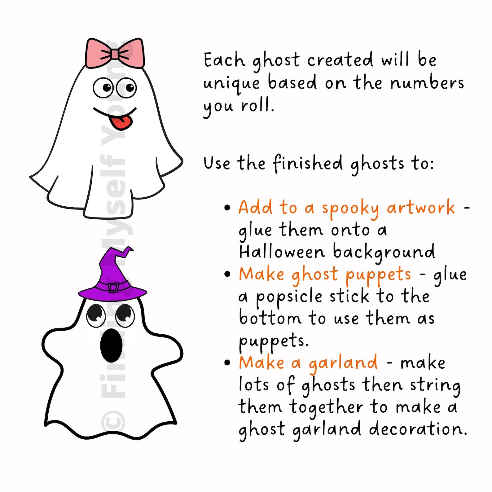 Halloween Roll A Ghost Game, Printable Halloween Game for Kids ...