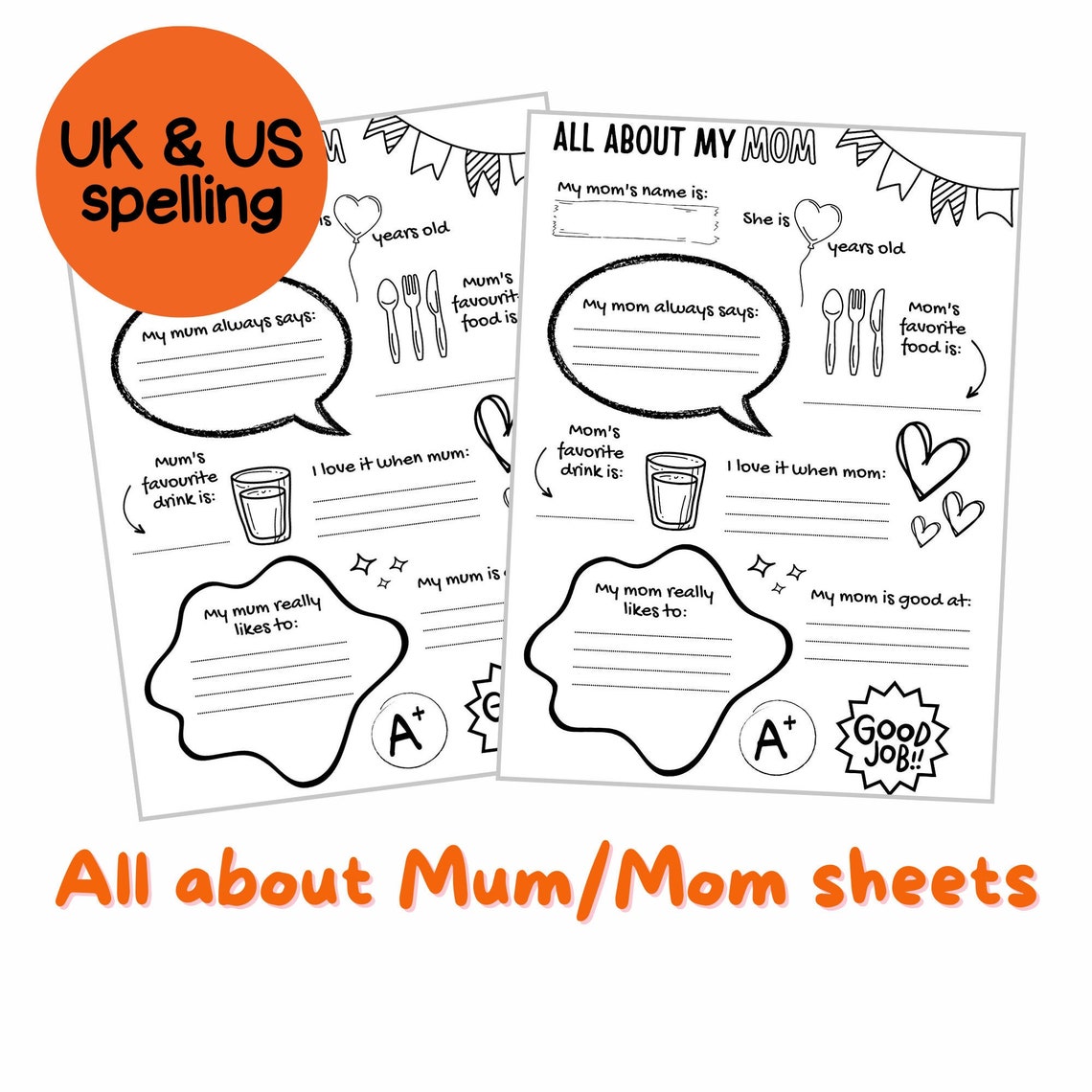 ALL ABOUT MOM & Mum Printable Colouring Questionnaire Sheets - Etsy ...