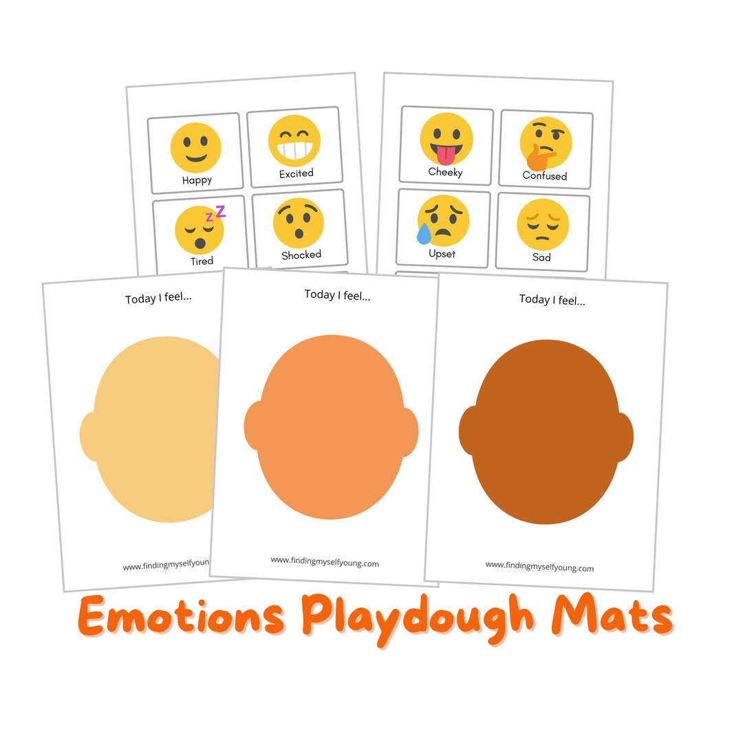 Feelings & Emotions Printable Playdough Mats. Blank Face Templates With ...