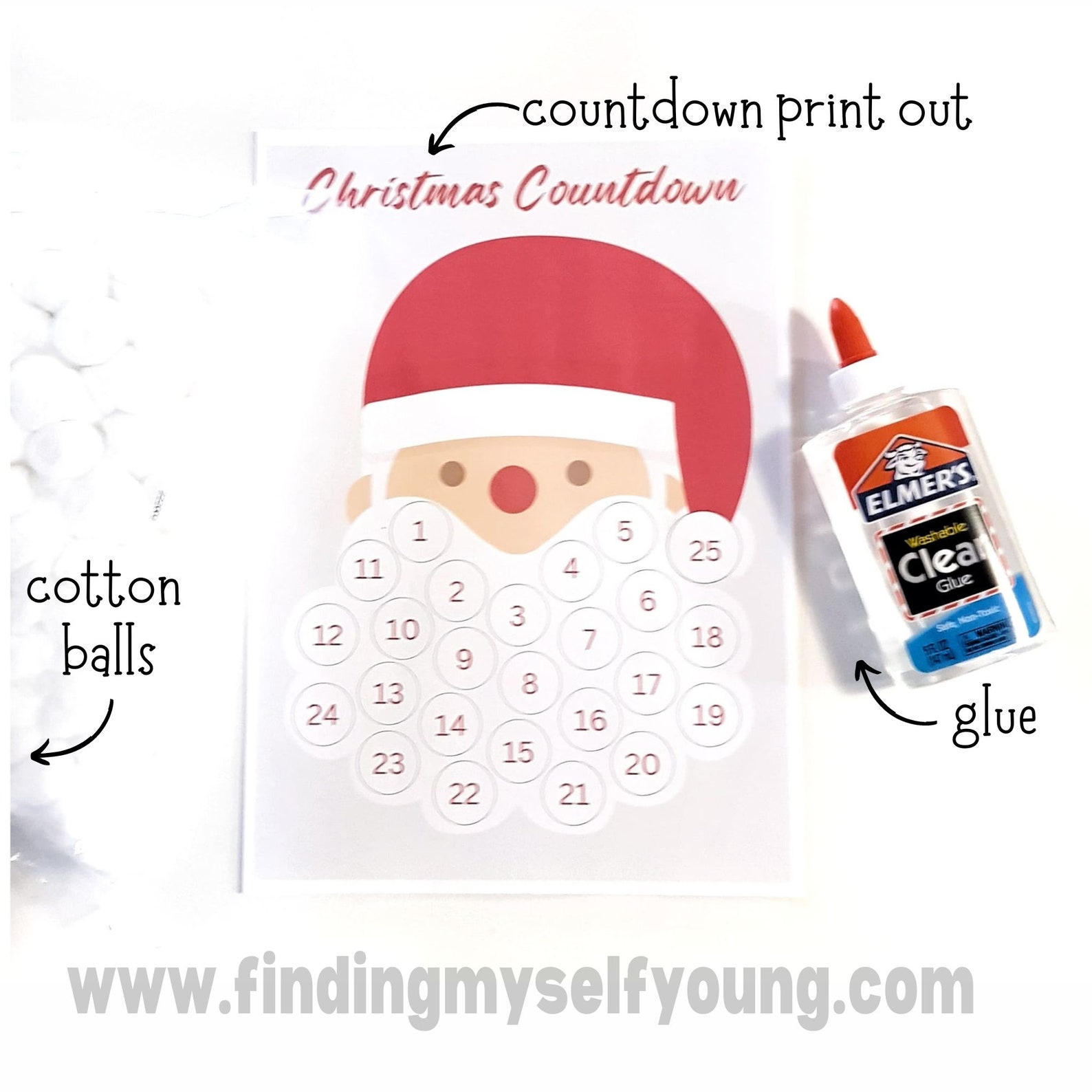 SANTA CHRISTMAS COUNTDOWN Printable Pdf Santa Beard - Etsy