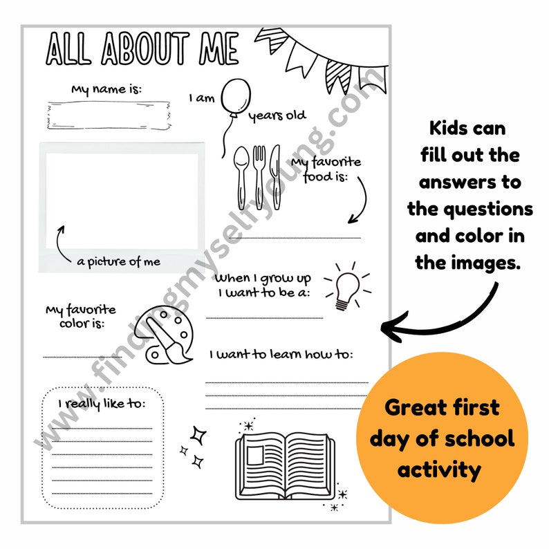 ALL ABOUT ME | Printable Coloring Page for Students | Back to School ...