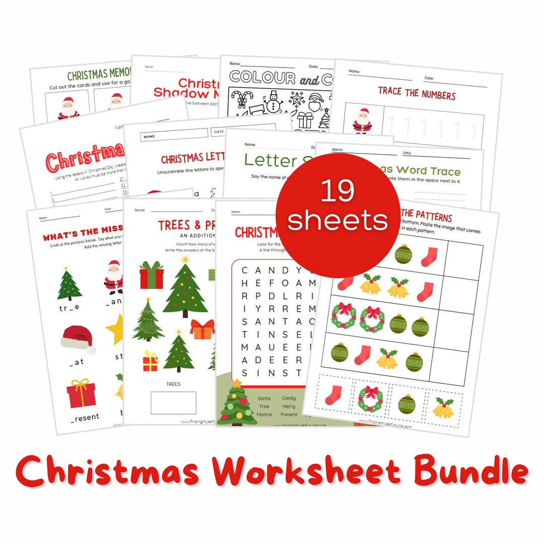CHRISTMAS WORKSHEET BUNDLE Literacy Numeracy Activities & Games for K-2 ...