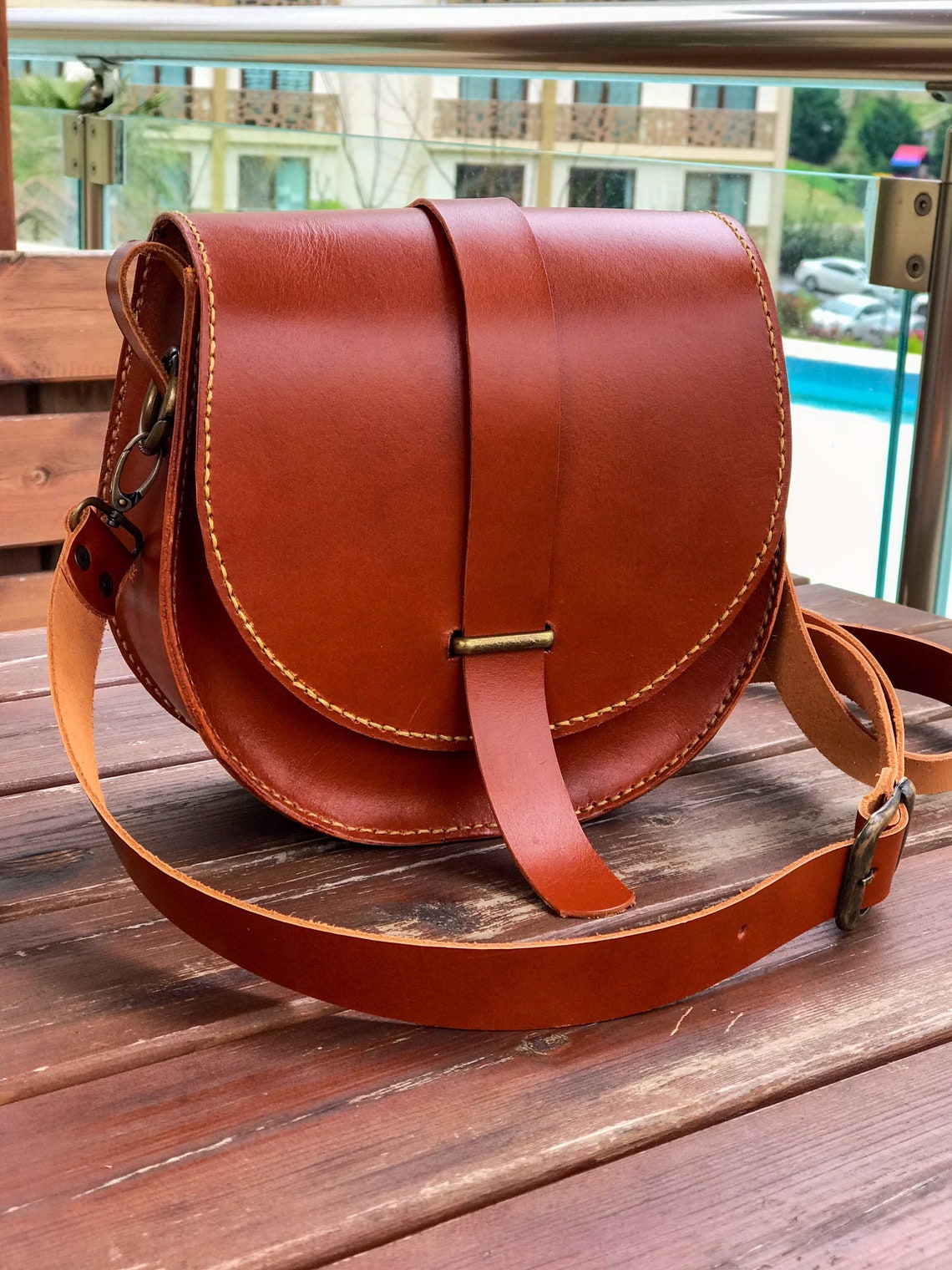 Leather Satchel in Tan Color Saddle Bag for Women Tan - Etsy