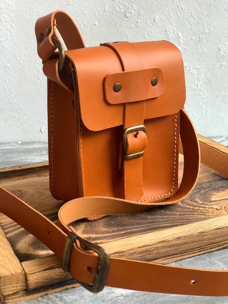Mini Leather Crossbody Bag, Handmade Leather Bag, iPhone Shoulder Bag ...