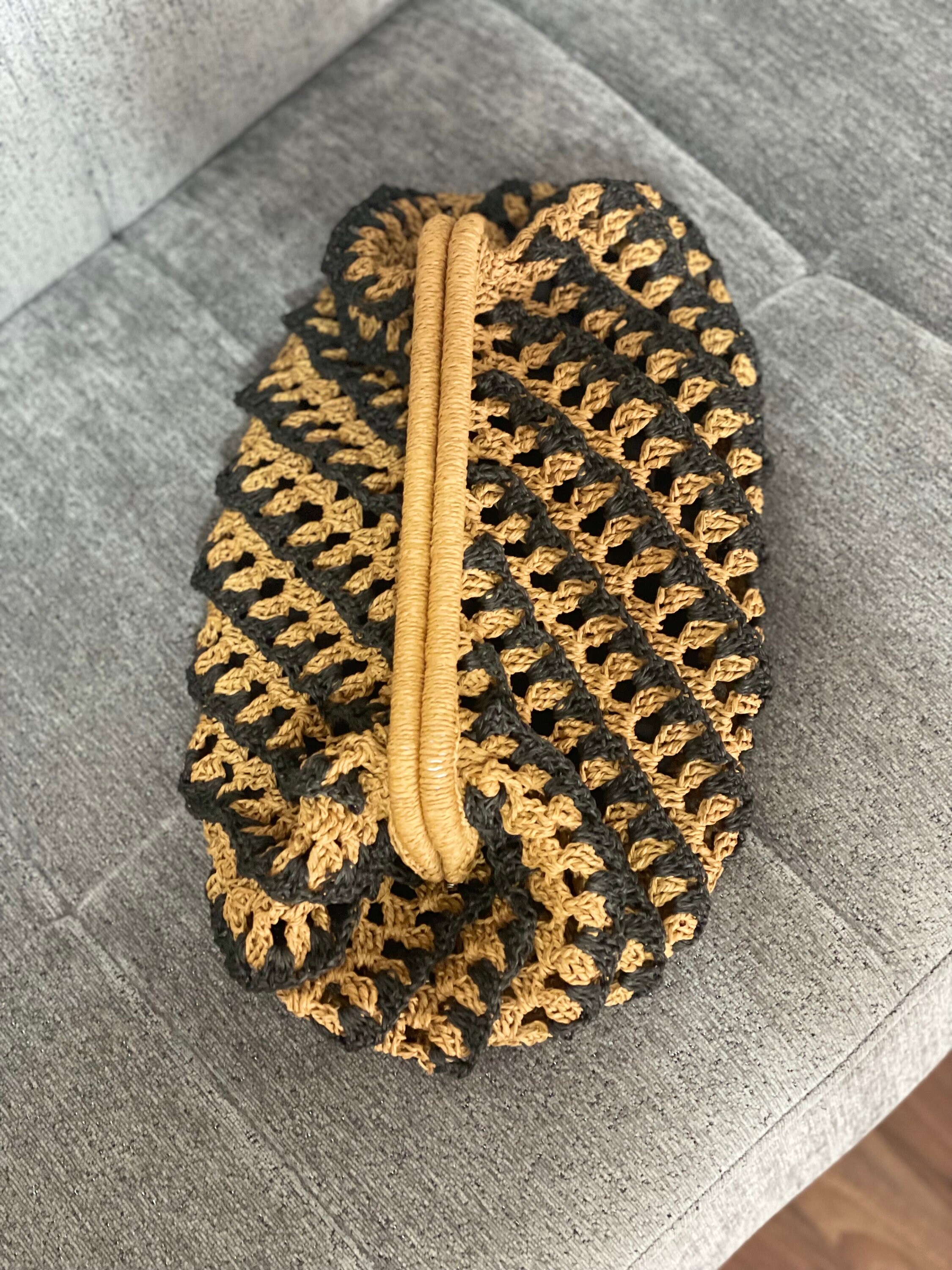 Large Raffia Green Clutch Bag, Straw Knitted Woman Bag, Black ...