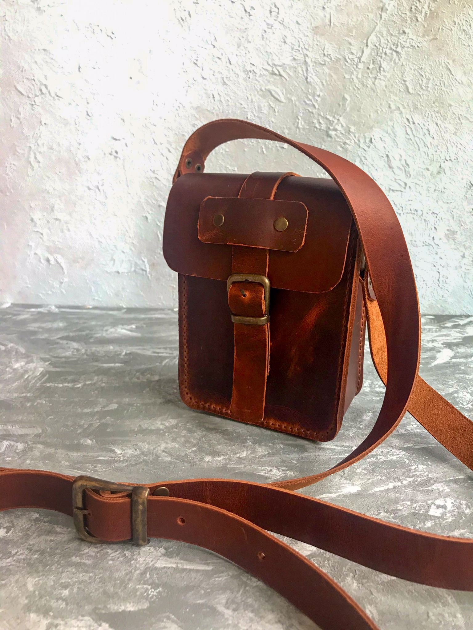Mini Leather Crossbody Bag, Handmade Leather Bag, iPhone Shoulder Bag ...