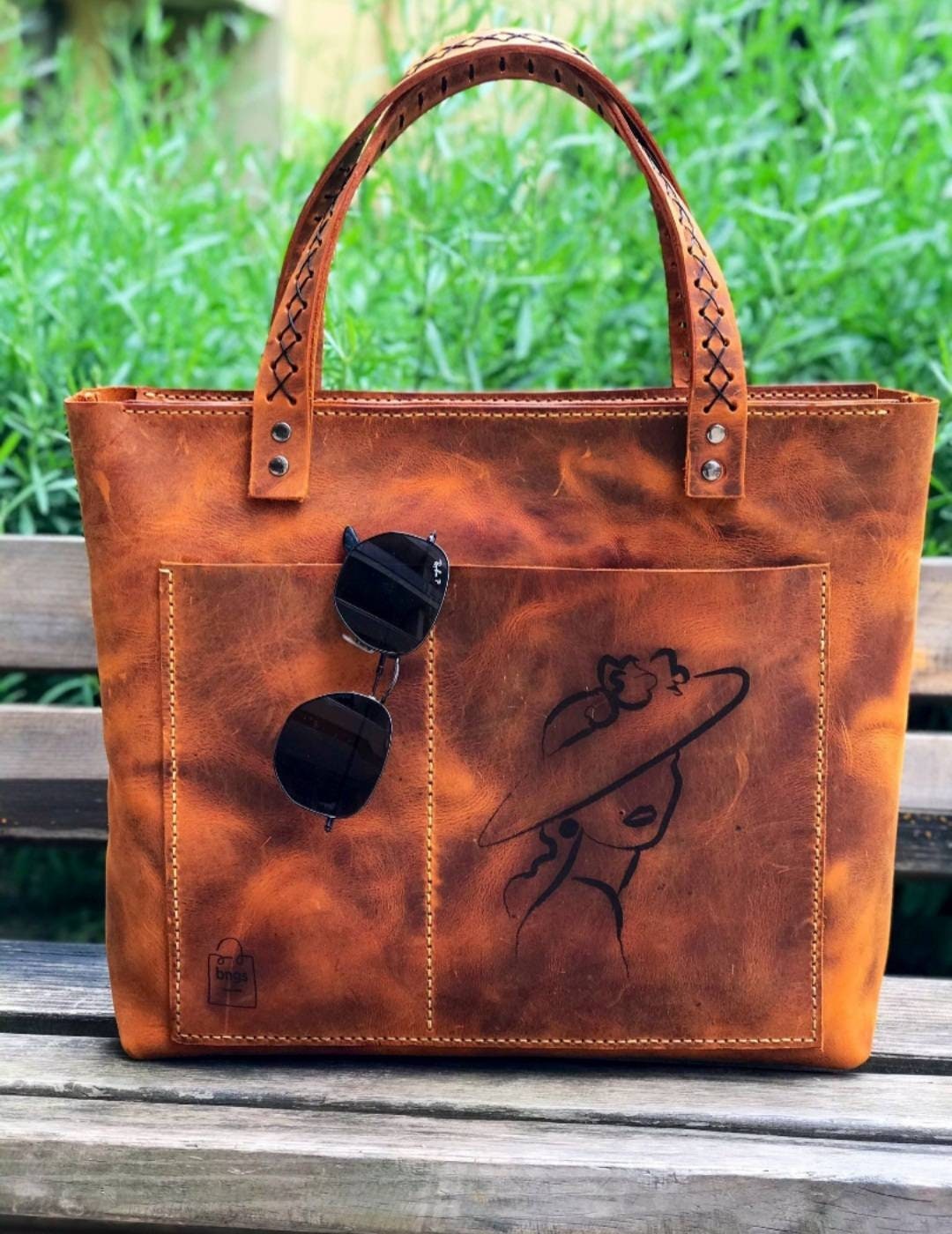 Large Leather Tote Bag in Tan Color With Zipper, Leather Tote Purse for ...