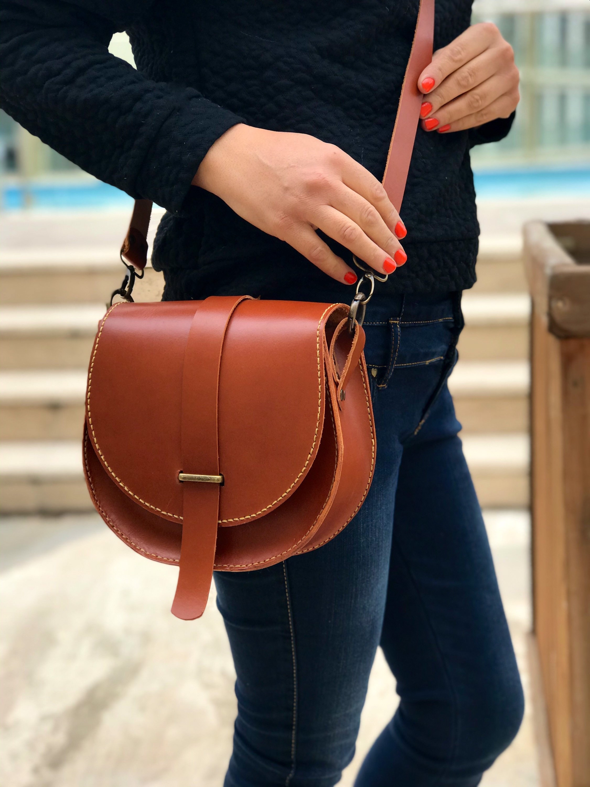 Leather Satchel in Tan Color, Saddle Bag for Women, Tan Leather Handbag ...