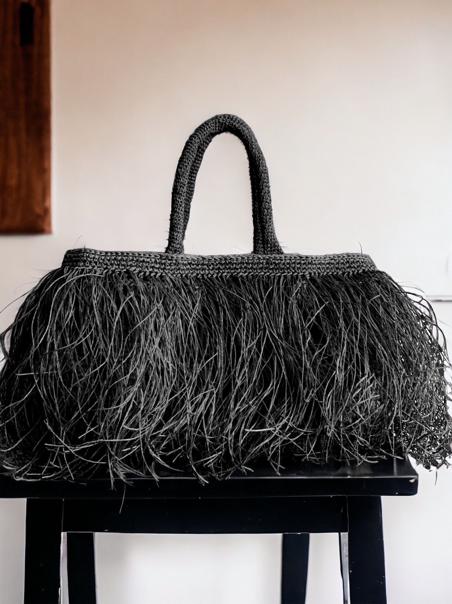 Crochet Straw Tote Bag, Tote Purse With Tassel, Handmade Tote Bag, Hand ...