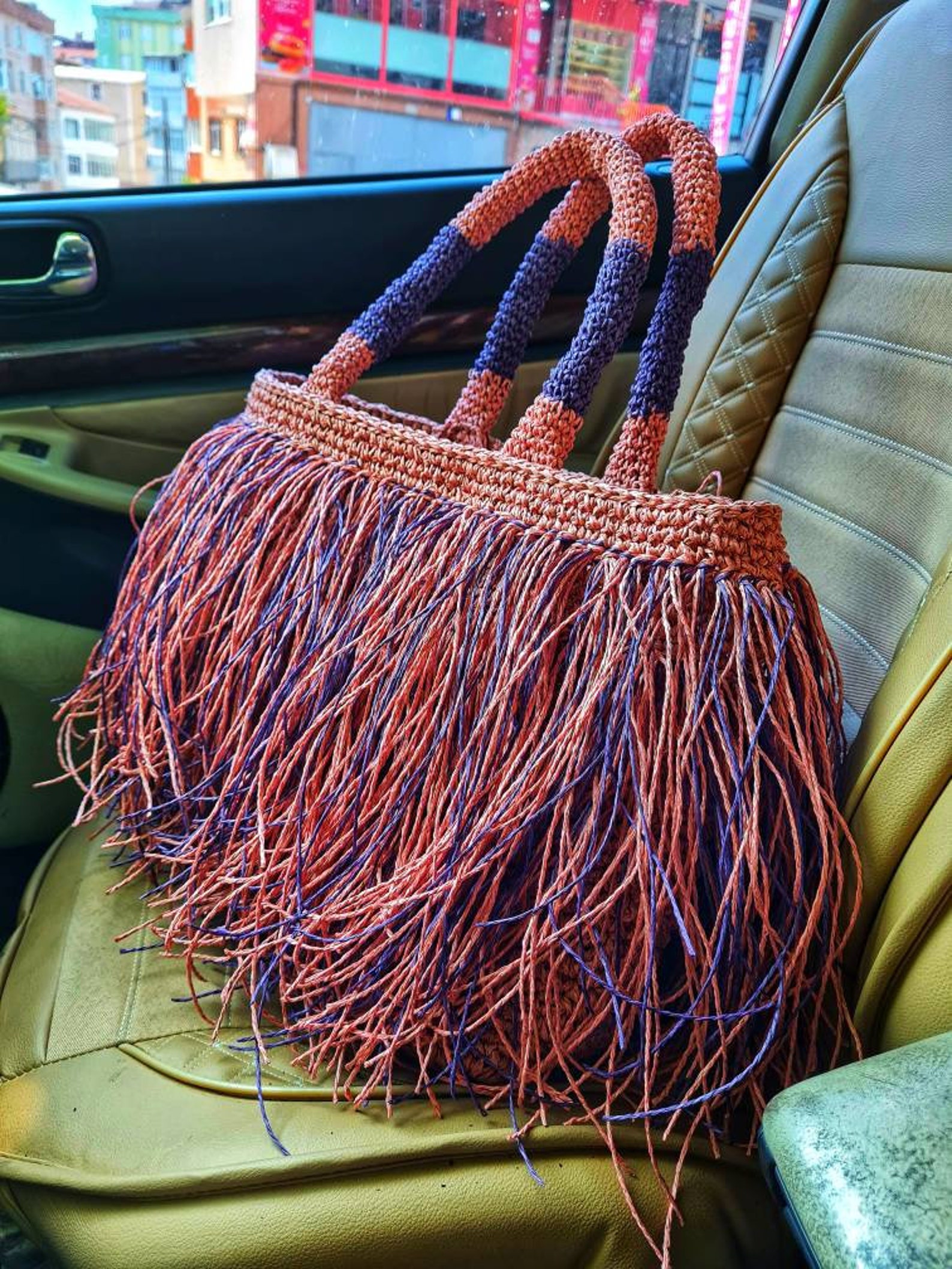 Raffia Bag Hanmade Crochet Tote Purse, Designer Bag Authentic, Bohemian ...