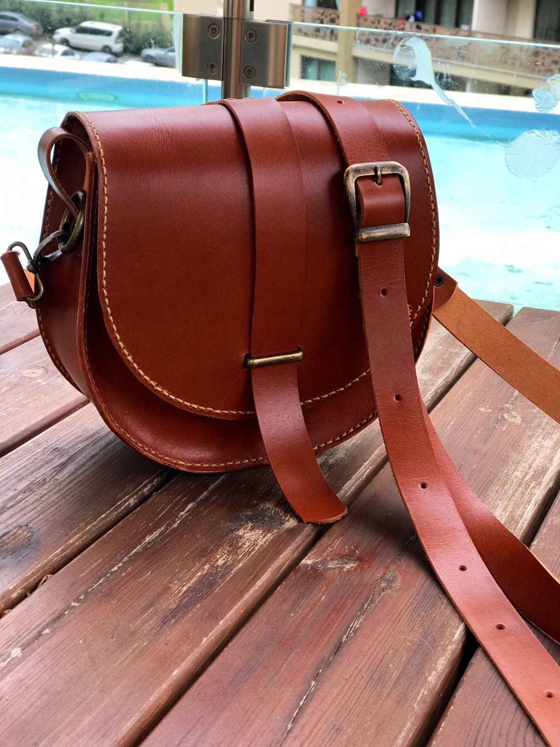 Leather Satchel in Tan Color Saddle Bag for Women Tan - Etsy