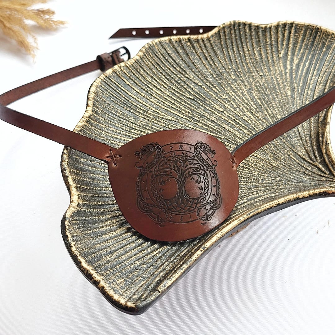 Leather Eye Patch: Viking Dragon Tree of Life, Adjustable Size - Etsy