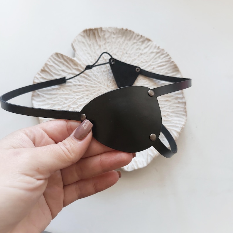 Handmade Leather Eye Patch With Three Straps, Adjustable Size - Etsy