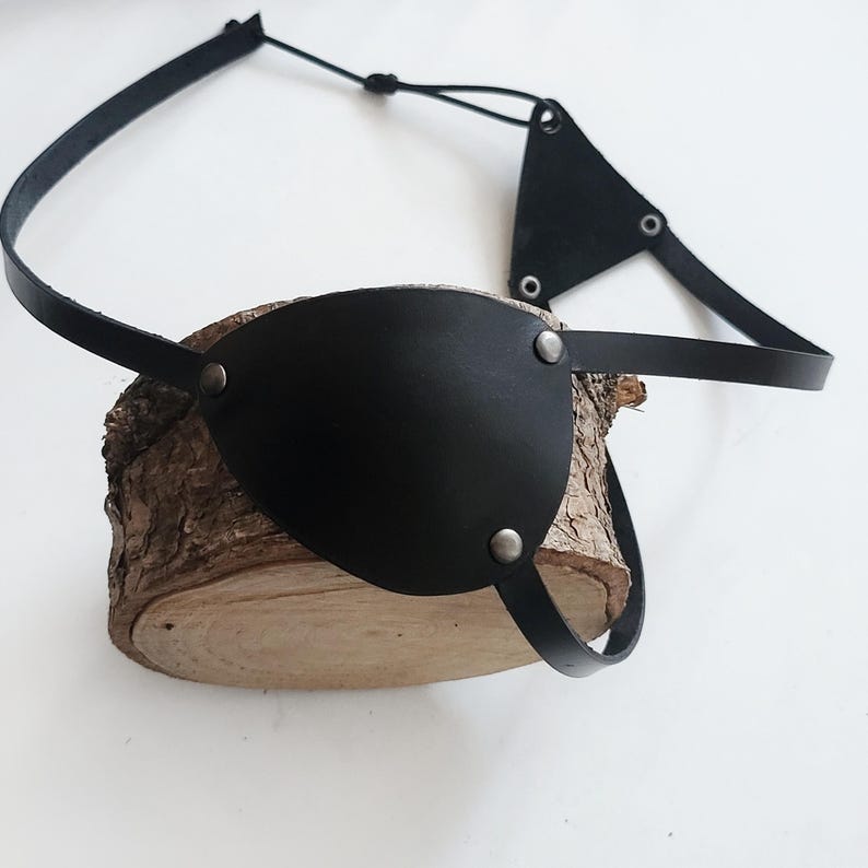 Handmade Leather Eye Patch With Three Straps, Adjustable Size - Etsy