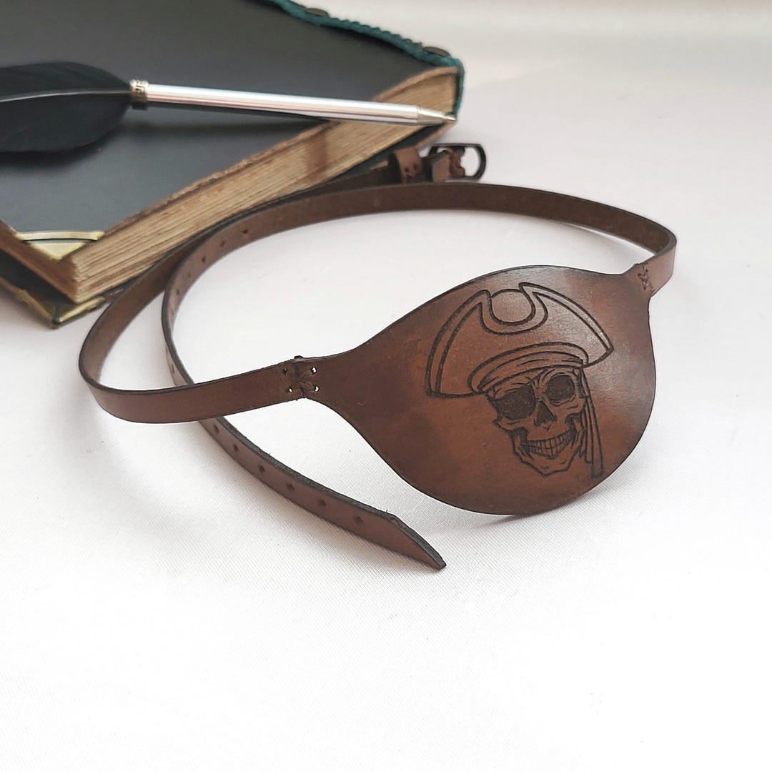 Engraved Pirate Leather Eye Patch: Adjustable Unisex Design - Etsy