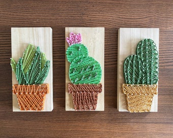 Cactus String Art Framed Cactus Decor Shelf Sitter Tiered - Etsy