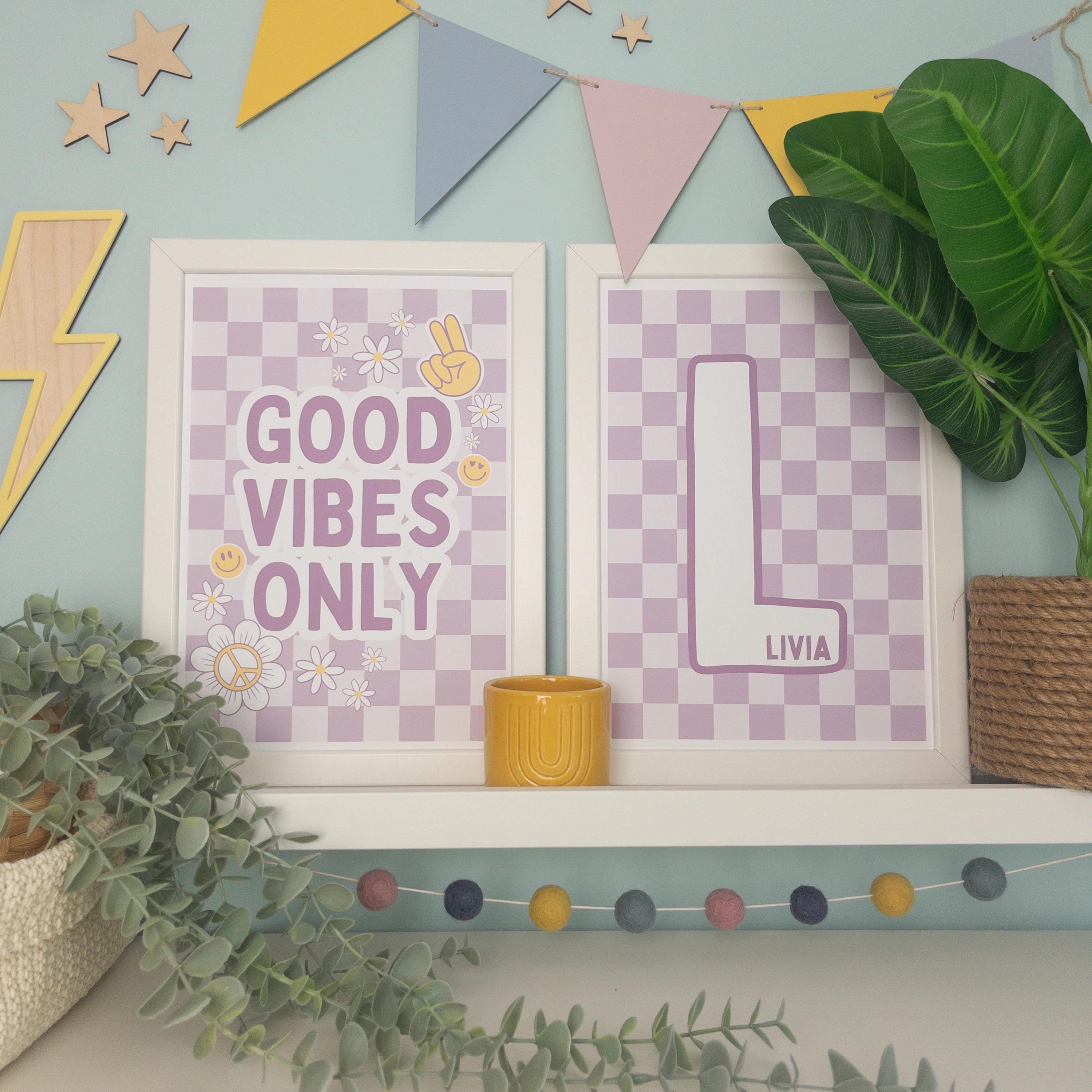 Girls Bedroom Prints, Good Vibes Only, Set of 2 Prints, Girls Name ...