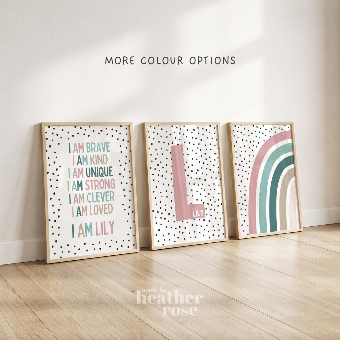 Set of 3 Personalised Girls Bedroom Prints, Positive Affirmations for ...