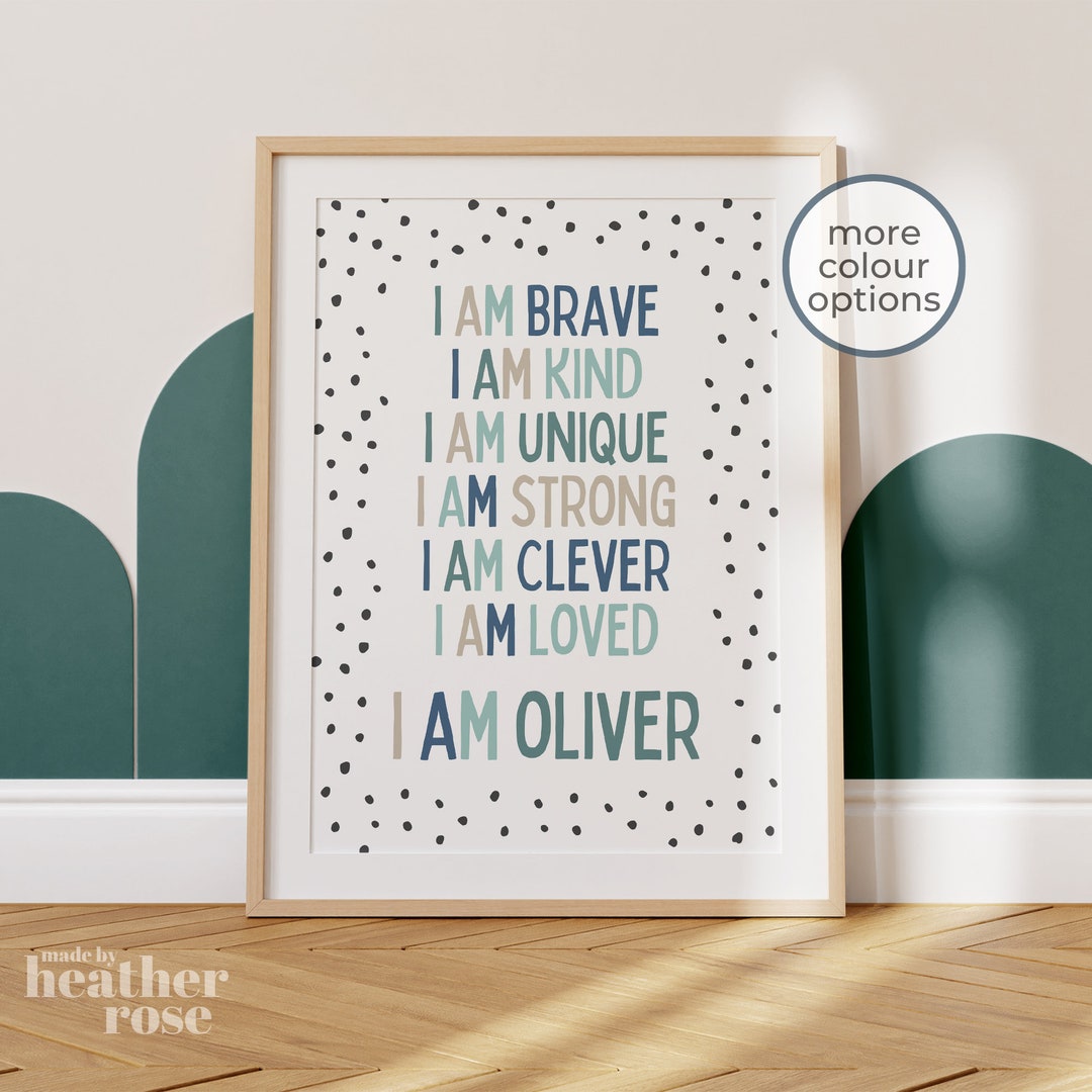 Positive Affirmations Print for Boys, Boys Bedroom Prints, Teal Wall ...