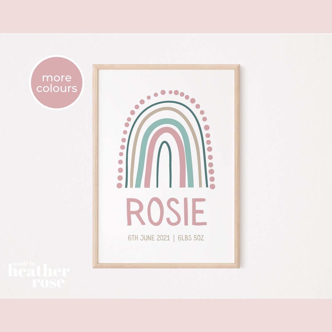 Rainbow Name Print Baby Name Print for Nursery Girl New - Etsy
