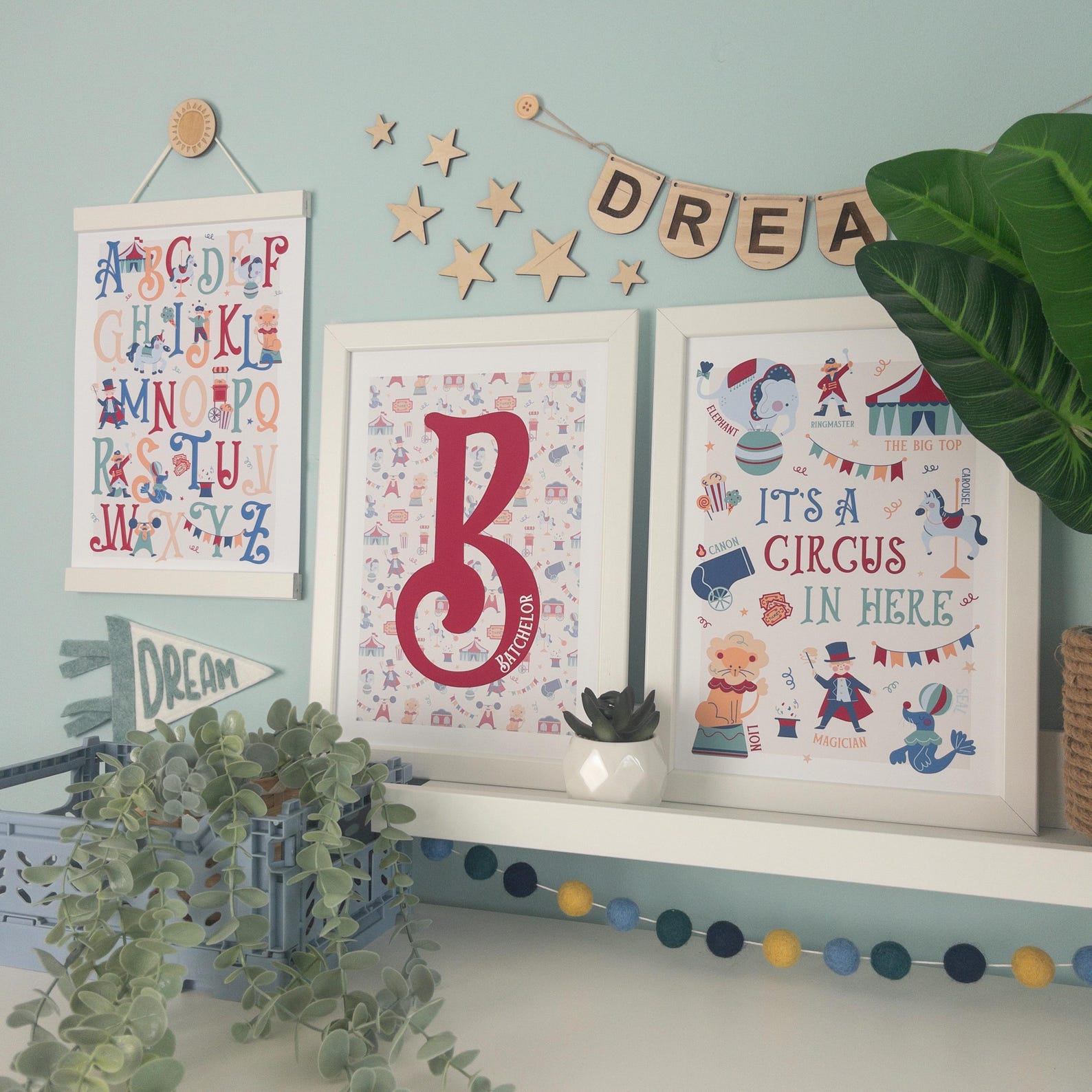 Set of 3 Personalised Circus Themed Prints | Circus Wall Art, Circus ...