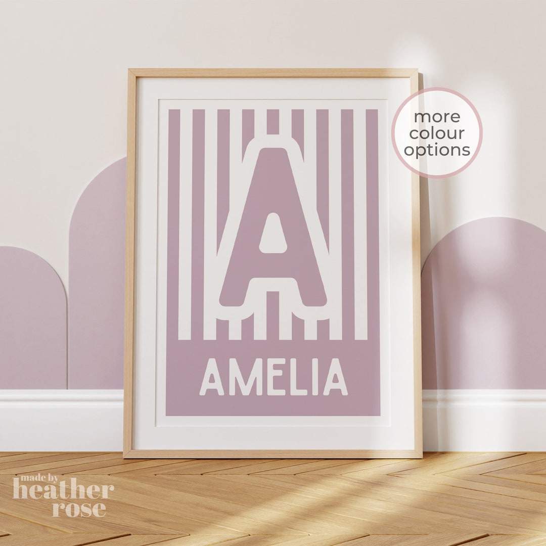 Girls Name Print, Girls Bedroom Prints, Name Wall Art, Personalised ...