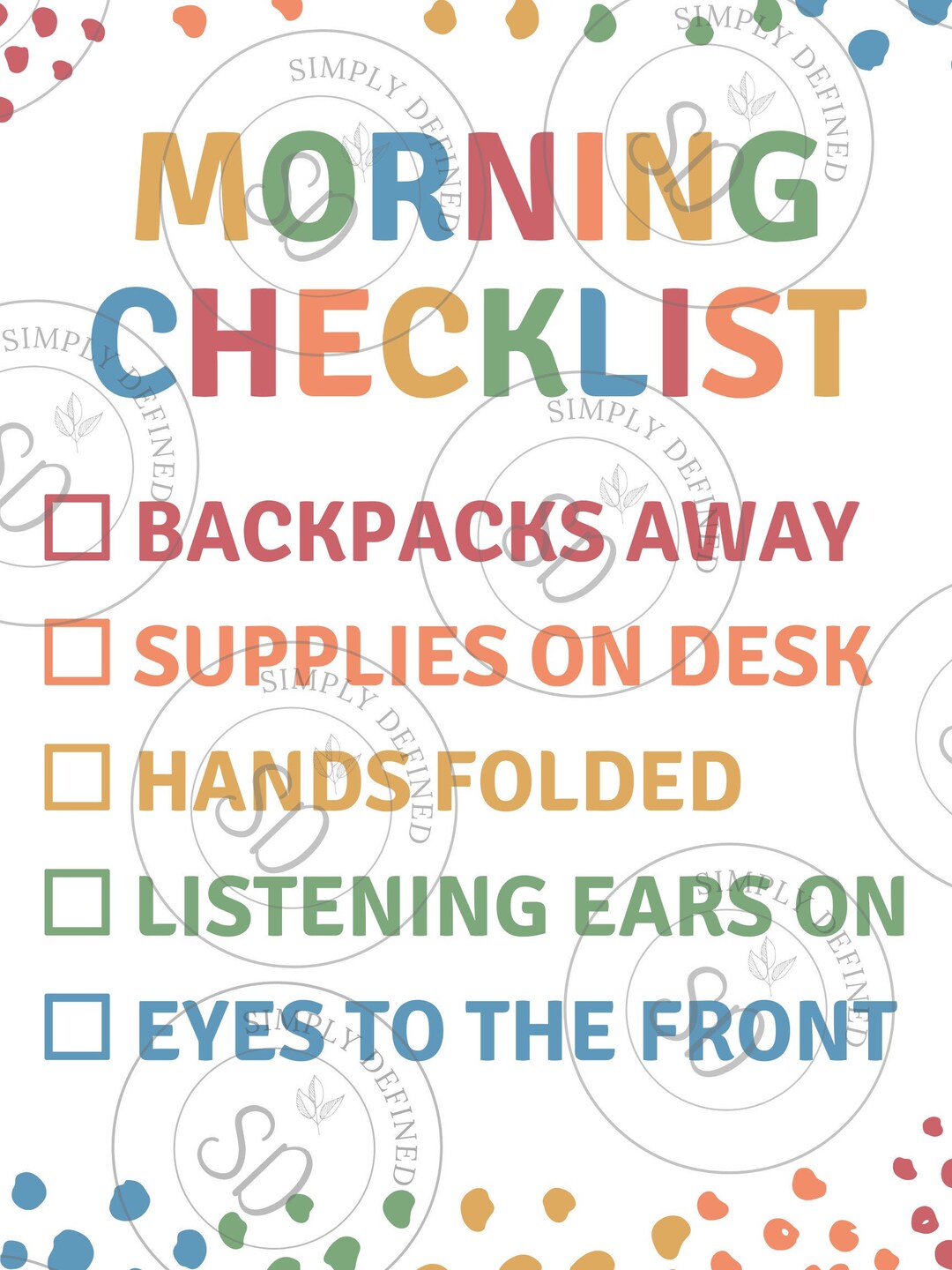 Morning Checklist Classroom Poster Printouts - Etsy
