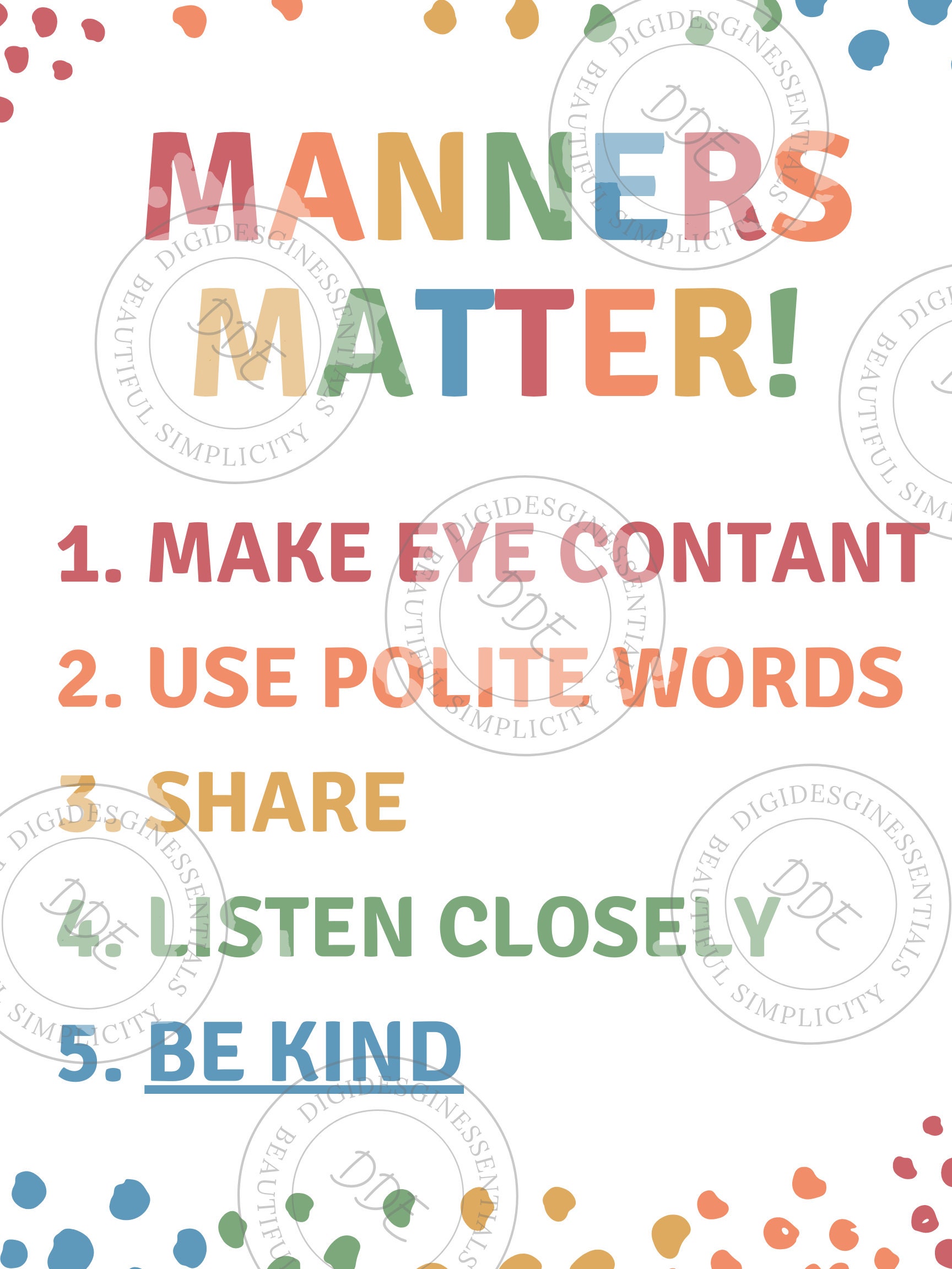 Manners Matter Poster for Classrooms or Home - Etsy