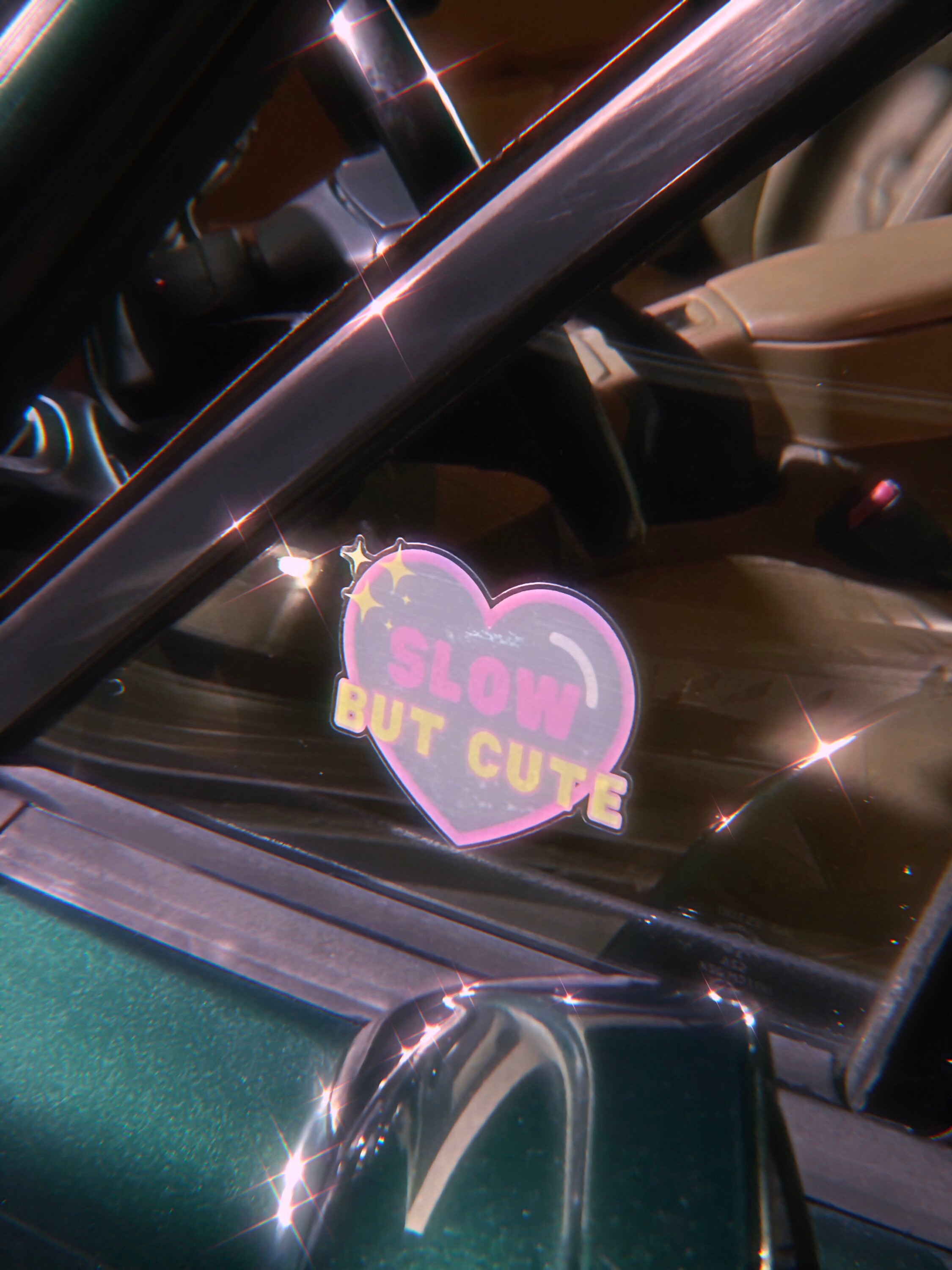 SLOW but Cute Holographic Glitter Glossy Car Decal/stickers | Etsy