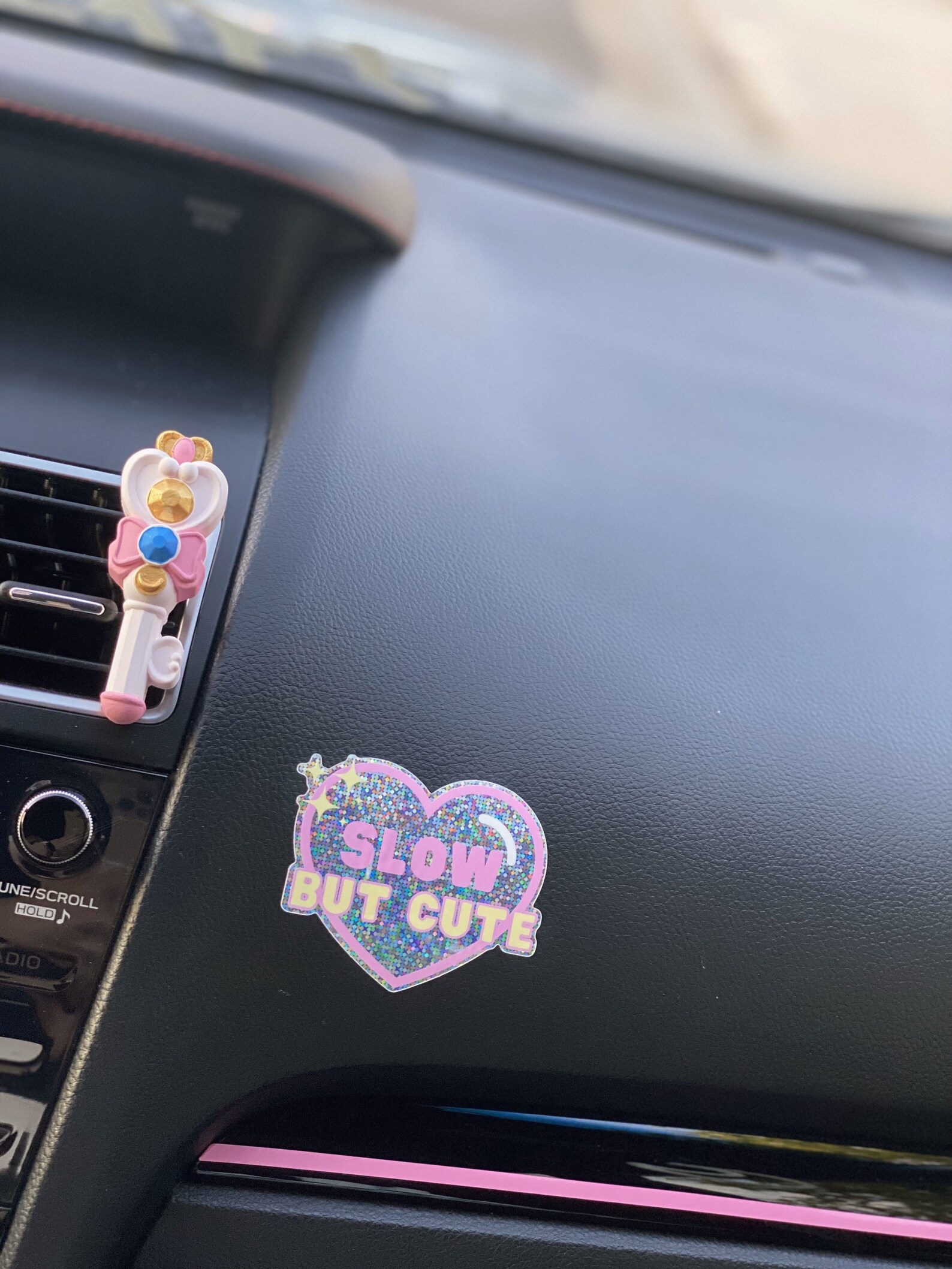 SLOW but Cute Holographic Glitter Glossy Car Decal/stickers | Etsy