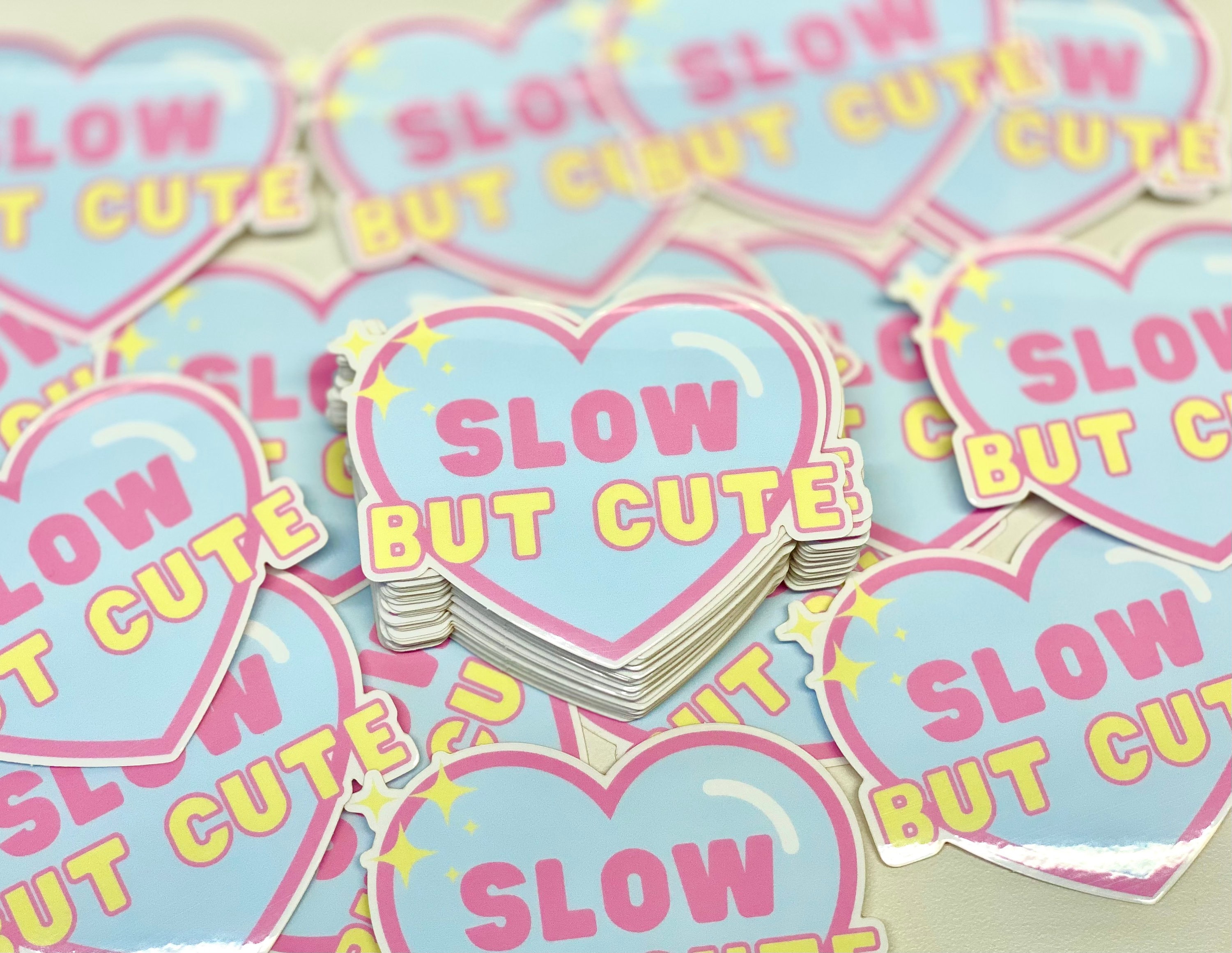 SLOW but Cute Holographic Glitter Glossy Car Decal/stickers | Etsy
