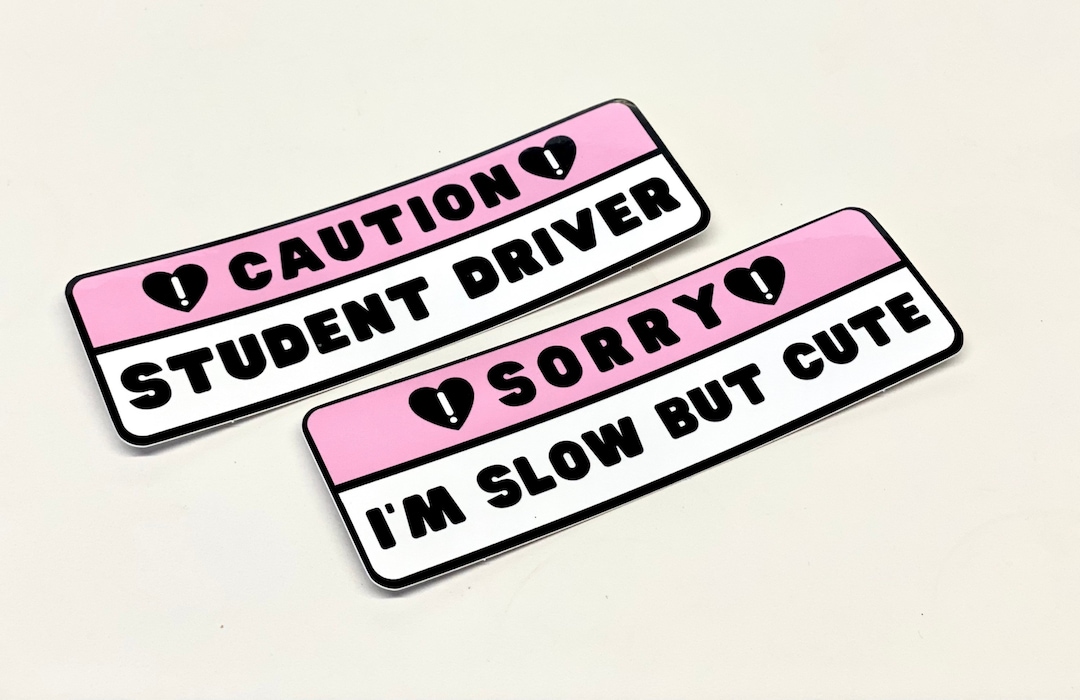 Kawaii Student Driver Sticker: Pink Glossy Car Decal - Etsy