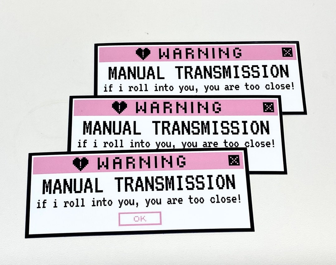 MANUAL CAR WARNING Stick Shift Manual Transmission Glossy Car Decal ...