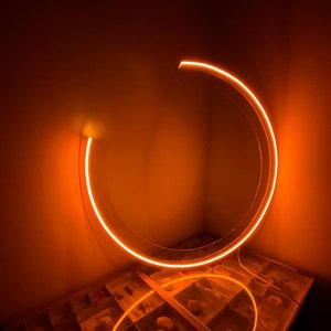 Circle Neon Sign Crescent LED, Circle Wall Light - Etsy
