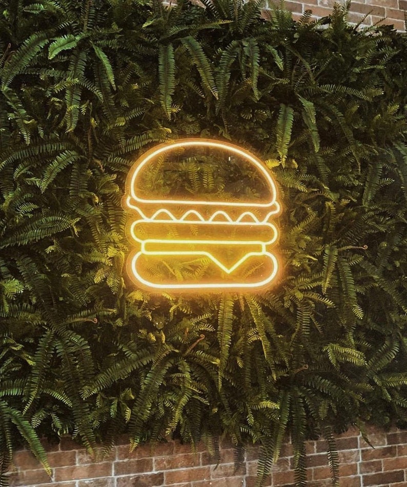 Burger Neon Sign Hamburger Led Sign, Food Led Sign - Etsy