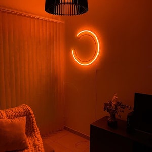 Circle Neon Sign Crescent LED, Circle Wall Light - Etsy