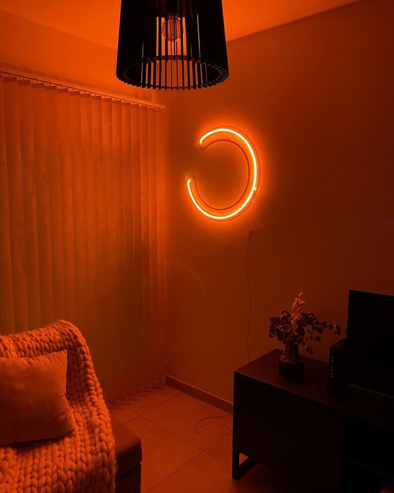 Circle Neon Sign Crescent LED, Circle Wall Light - Etsy