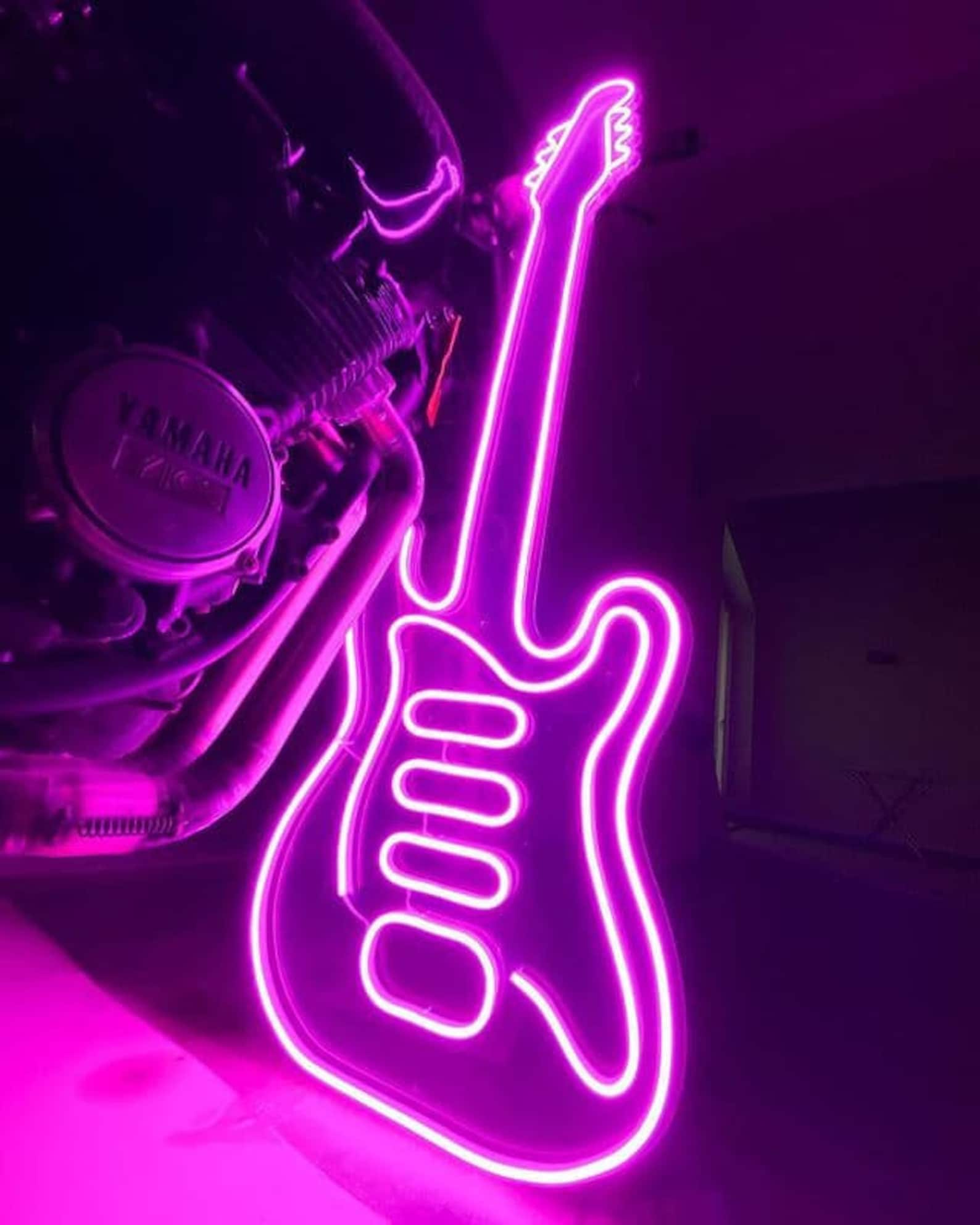 Guitar Neon Sign Electric Guitar Decor Music Neon Neon - Etsy
